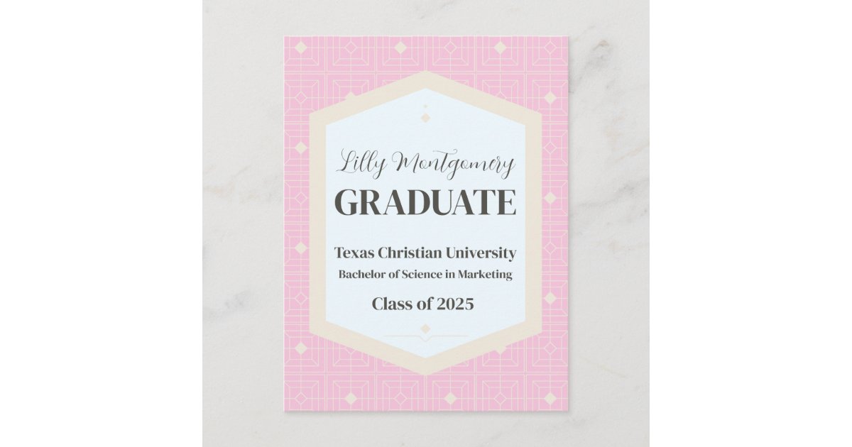 Pink Beige Photo Graduation Postcard | Zazzle
