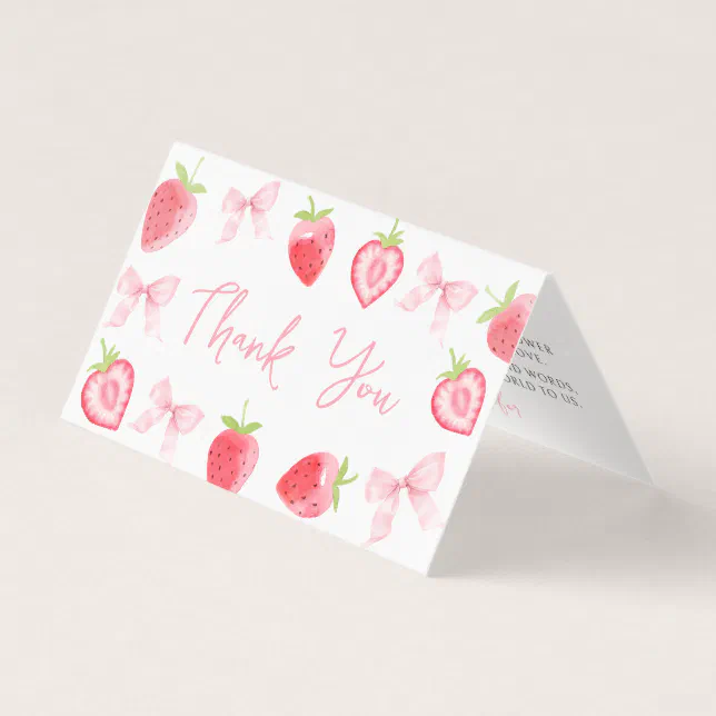 Pink Berry Sweet Baby Shower Foldable Thank You | Zazzle