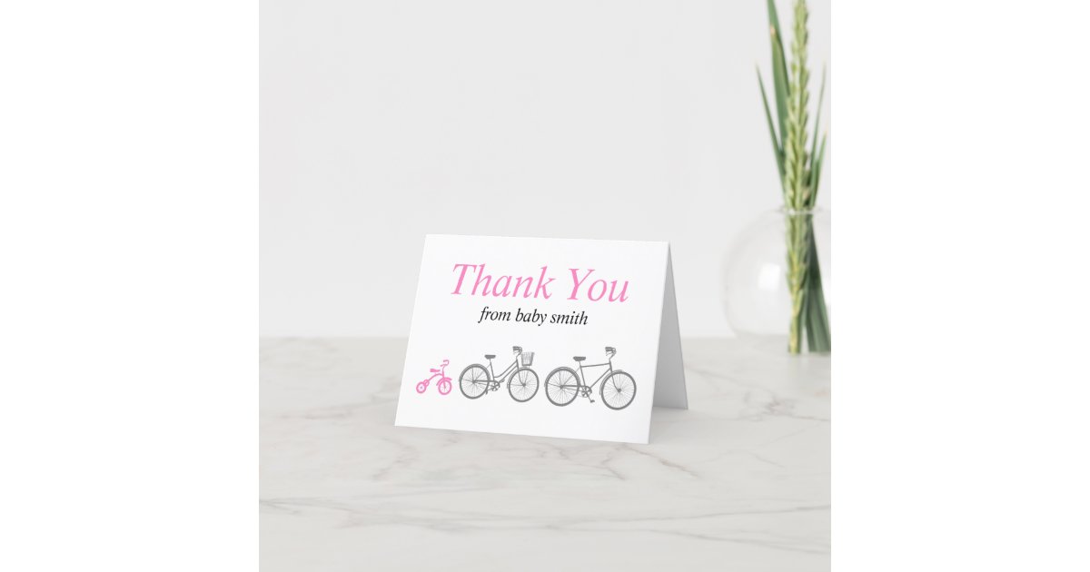 Pink Bicycle Thank You Card | Zazzle