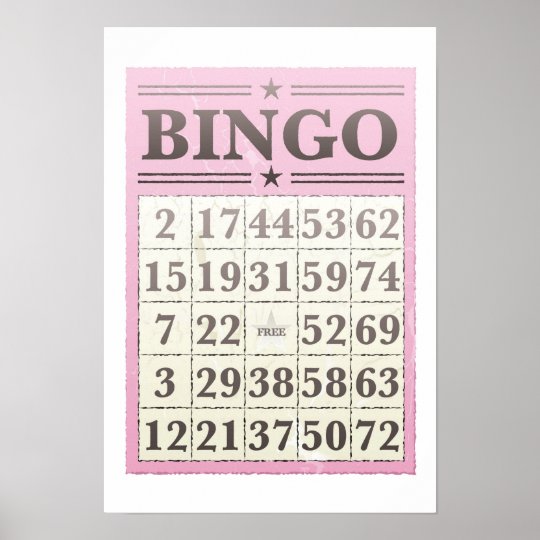 Pink Bingo Score Card Poster | Zazzle.com
