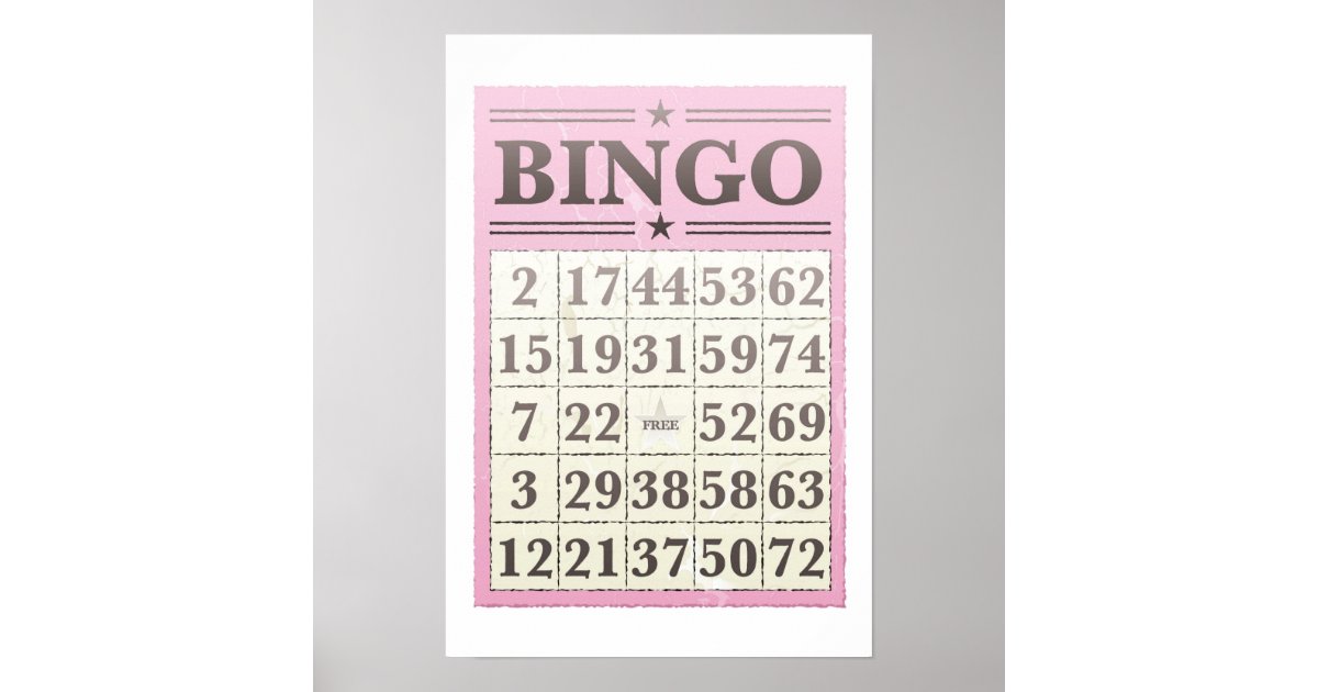 Pink Bingo Score Card Poster | Zazzle