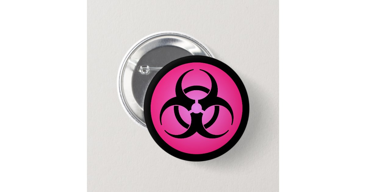 Pink Biohazard Symbol Button Pin | Zazzle