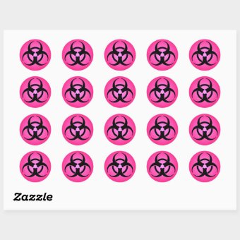 Pink Biohazard Symbol Classic Round Sticker | Zazzle