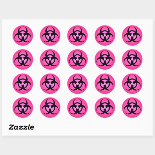 Pink Biohazard Symbol Classic Round Sticker | Zazzle
