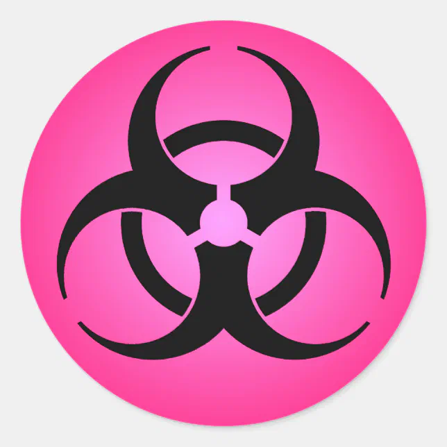 Pink Biohazard Symbol Classic Round Sticker | Zazzle