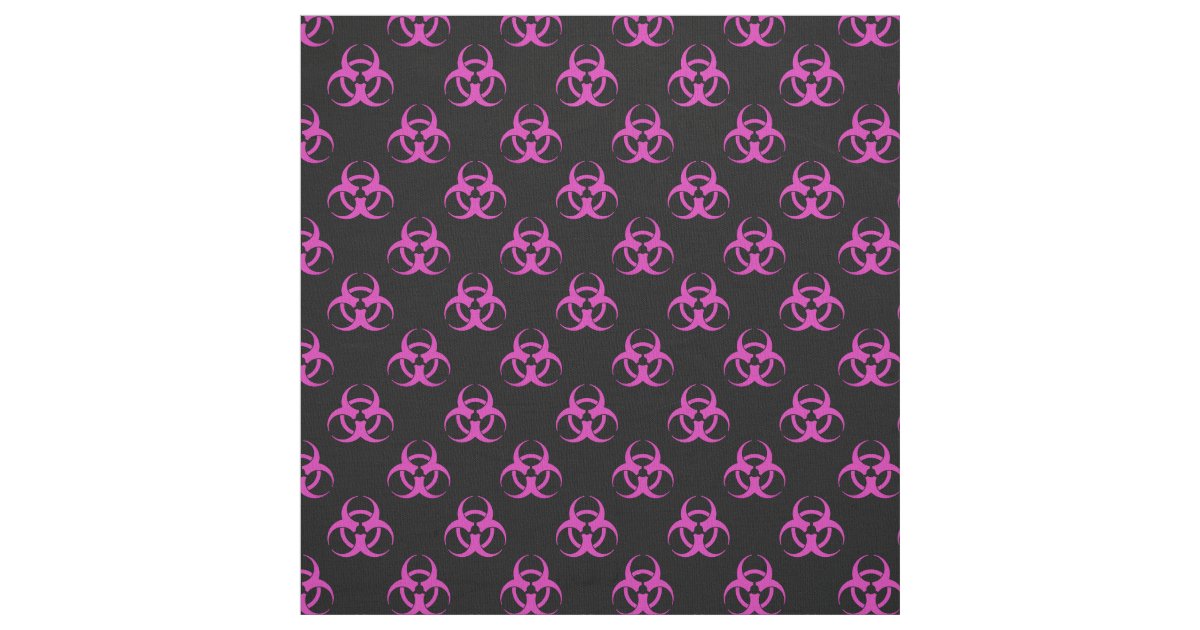Pink Biohazard Symbol Pattern Fabric | Zazzle