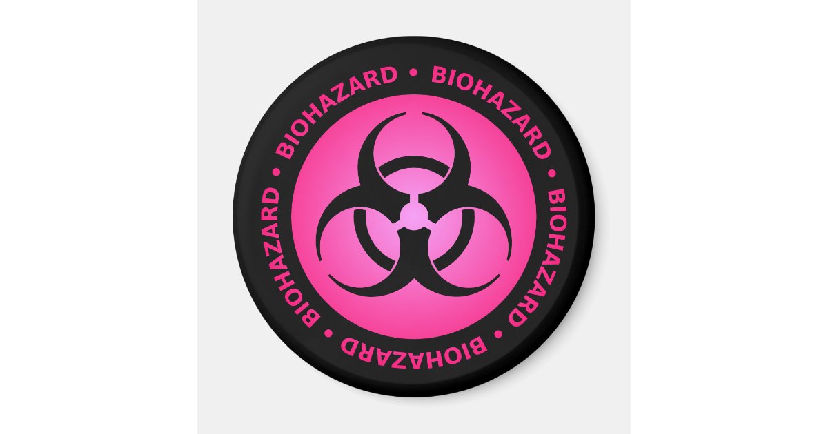 Pink Biohazard Warning Magnet | Zazzle