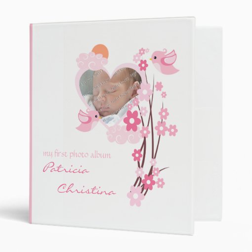 Pink Birds & Flowers Photo Baby Girl Album 2 Binder | Zazzle