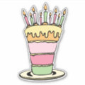 Pink Birthday Cake Contour Sticker | Zazzle