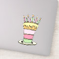 Pink Birthday Cake Contour Sticker | Zazzle