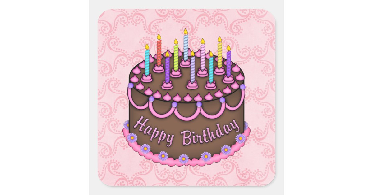 Pink Birthday Cake sticker | Zazzle