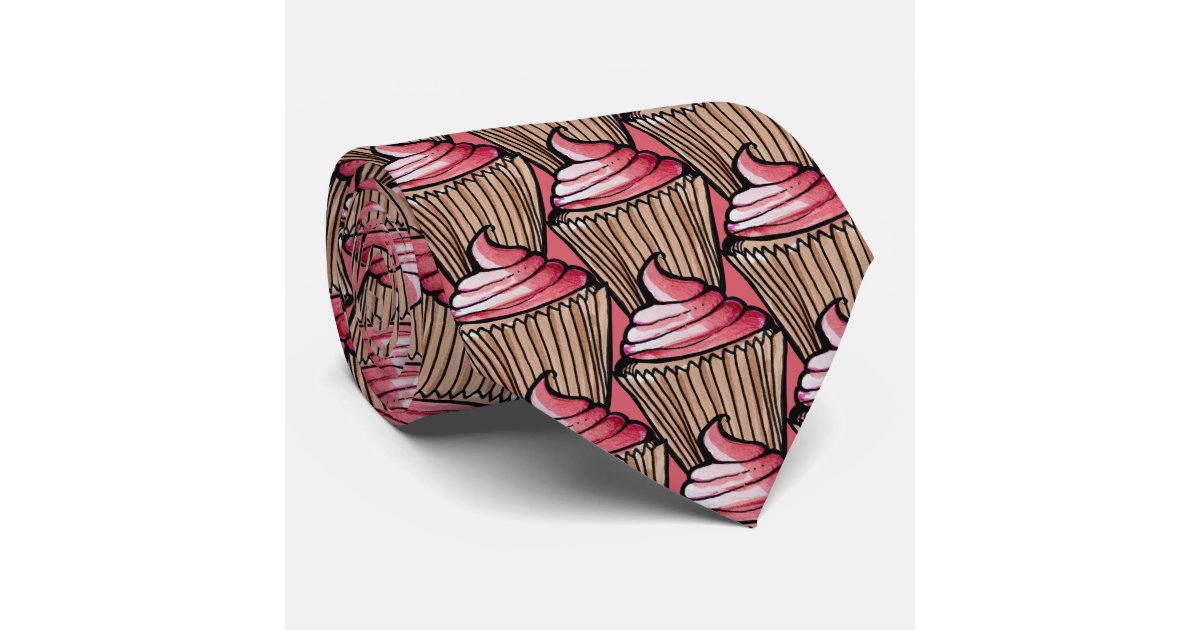 Pink Birthday Cupcakes Art cutie cupcake party Neck Tie | Zazzle