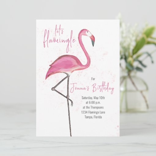 Pink Birthday Cute Flamingo QR Code Social Media Invitation | Zazzle