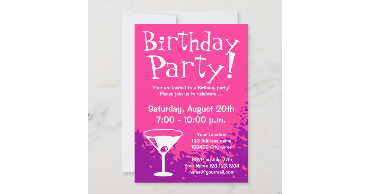 Pink Birthday party invitations | Custom invites | Zazzle