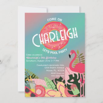 Pink Birthday Pool Party Invitation | Zazzle