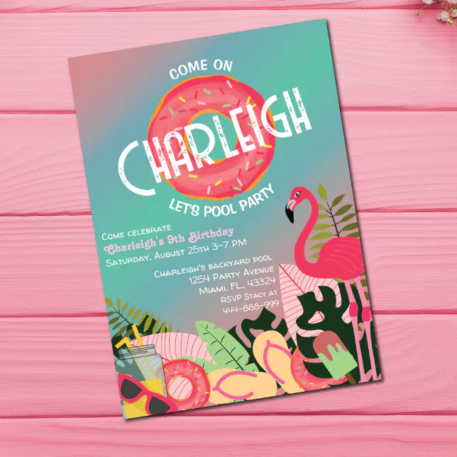 Pink Birthday Pool Party Invitation | Zazzle