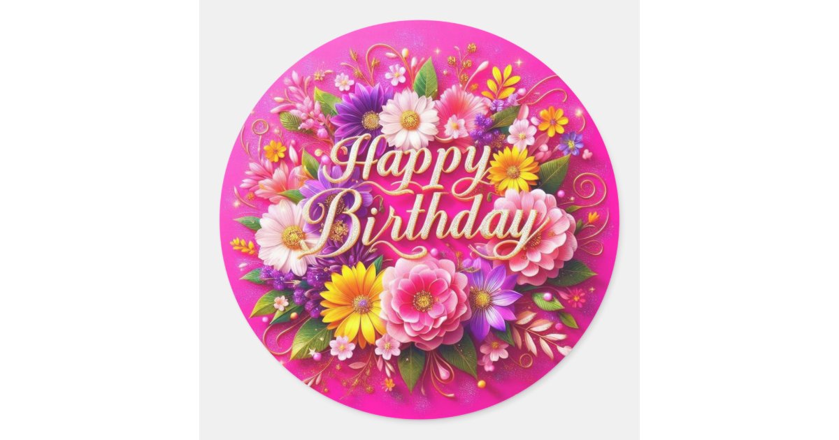 Pink Birthday sticker | Zazzle
