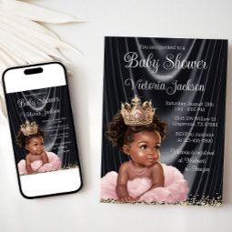 Pink Black African Princess Baby Shower Invitation | Zazzle