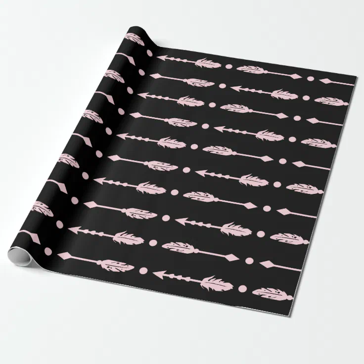 Pink & Black Arrows Wild ONE Girls Birthday Party Wrapping Paper | Zazzle