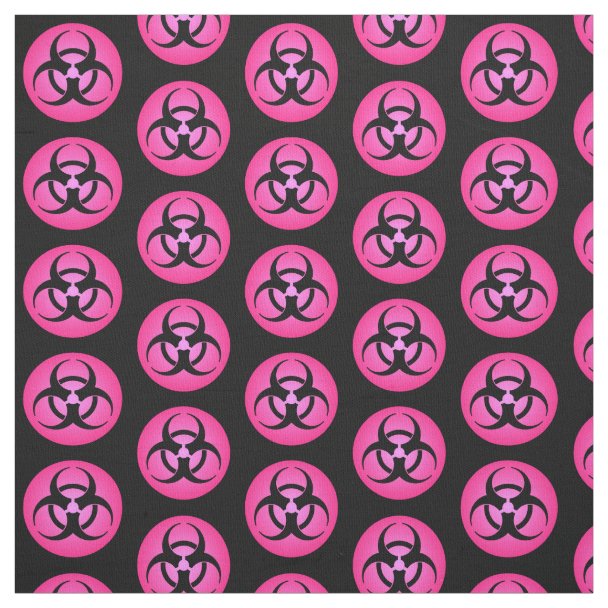 Pink Biohazard Symbol Pattern Fabric | Zazzle