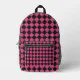 Pink Black Checker Diamond Pattern Printed Backpack | Zazzle