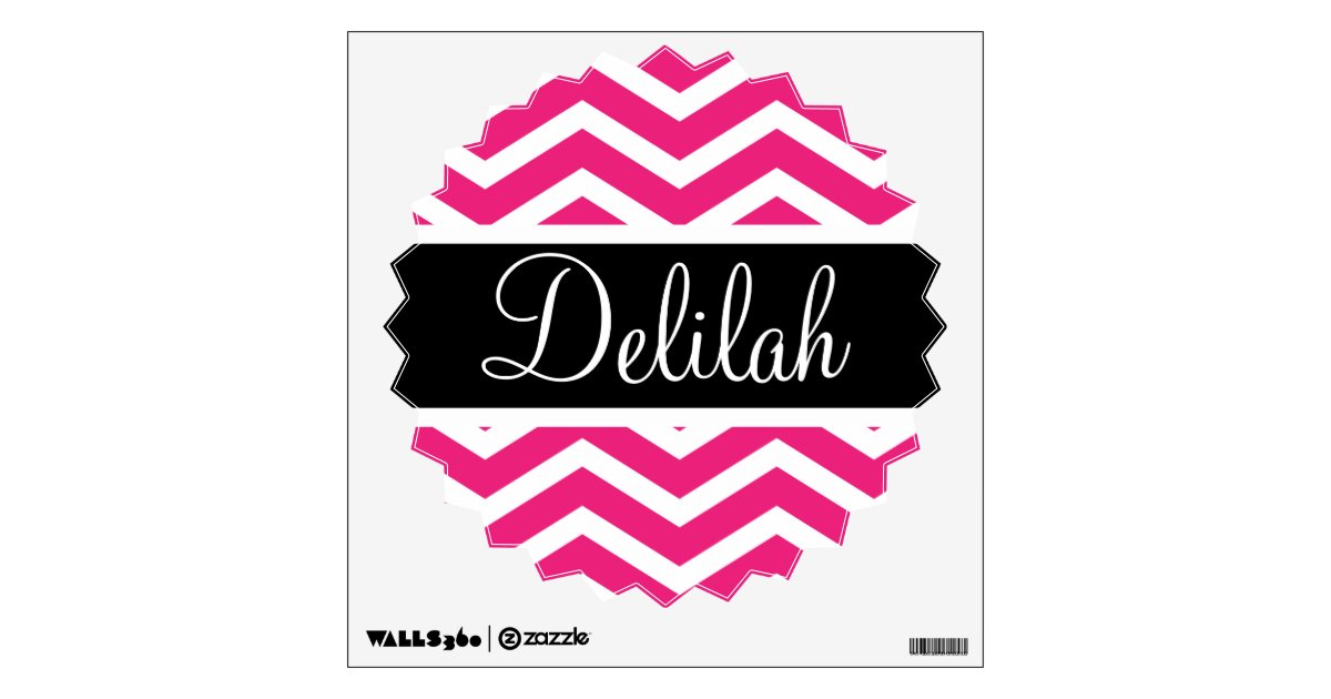 Pink Black Chevron Custom Name Wall Decal | Zazzle