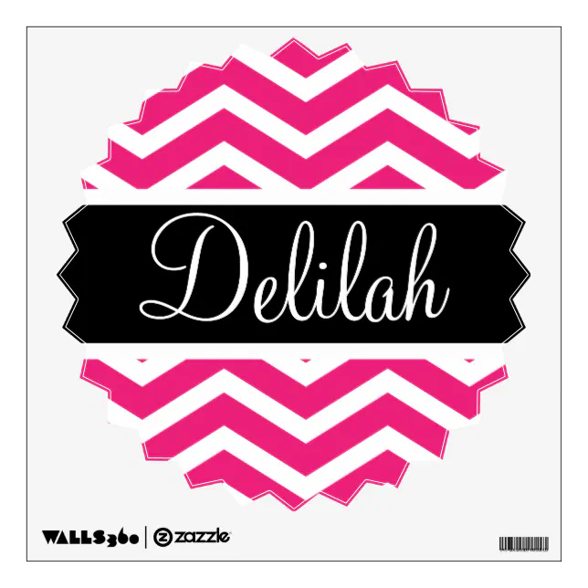 Pink Black Chevron Custom Name Wall Decal | Zazzle