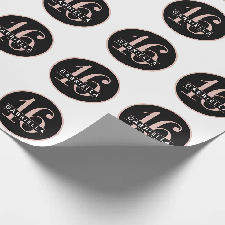 Pink Black Custom Sweet 16th Teen Birthday Wrapping Paper | Zazzle