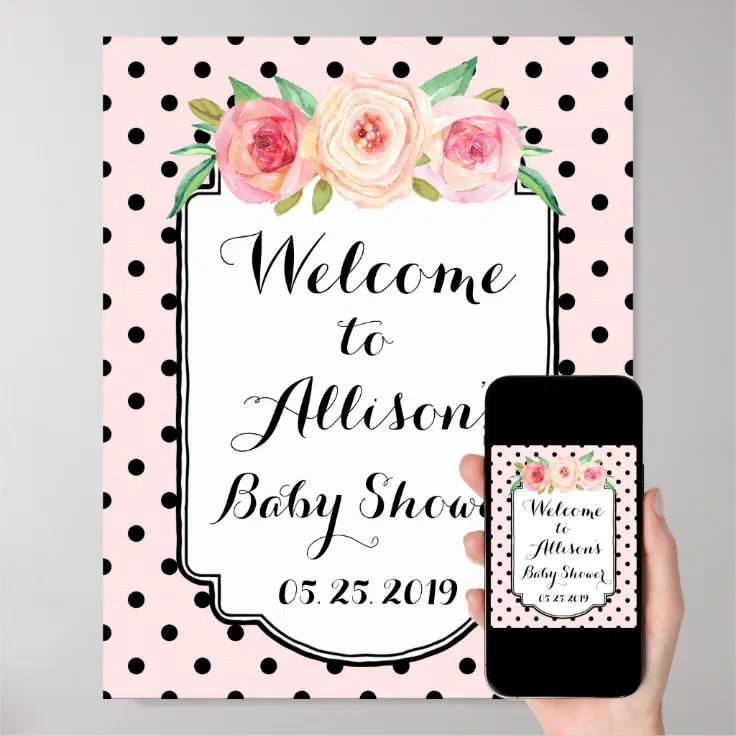 Pink Black Dots Custom Welcome Sign | Zazzle