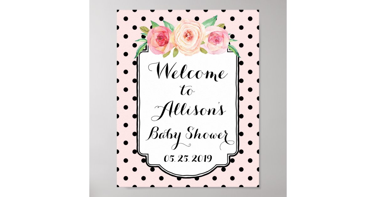 Pink Black Dots Custom Welcome Sign | Zazzle