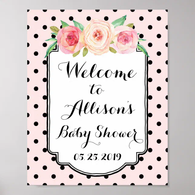 Pink Black Dots Custom Welcome Sign | Zazzle