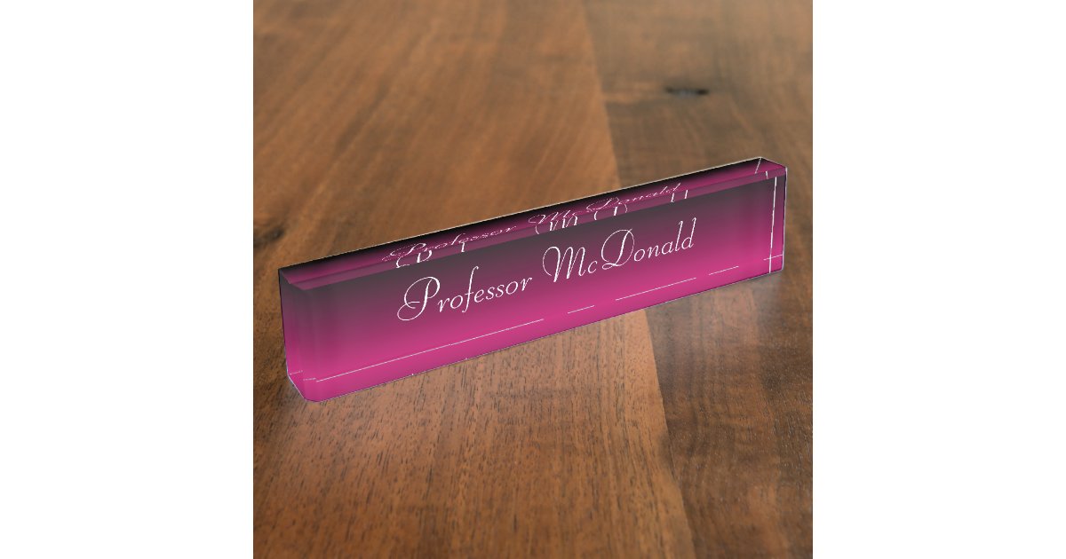 Pink black fade custom desk nameplate | Zazzle