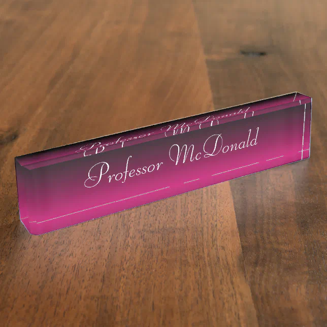 Pink black fade custom desk nameplate | Zazzle
