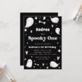 Pink & Black Ghost Spooky One 1st Birthday Party Invitation | Zazzle