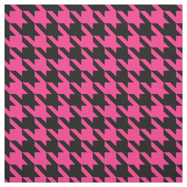 Classic Pink Houndstooth Fabric | Zazzle