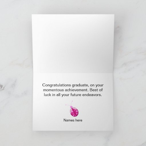 Pink & Black Ladybug Graduation Card | Zazzle