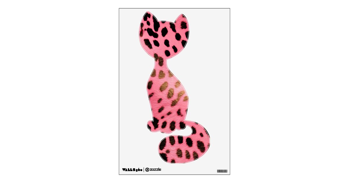 Pink Black Leopard Print Cat Wall Decal | Zazzle