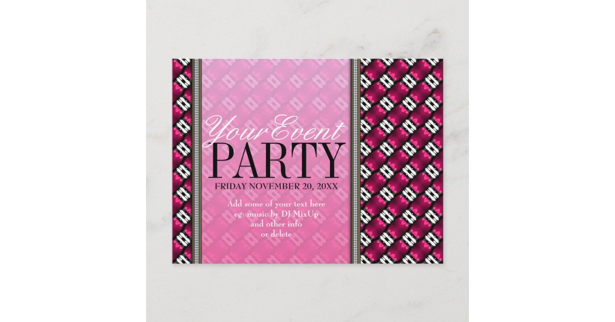 Pink Black Modern Funk Party Invitation template | Zazzle