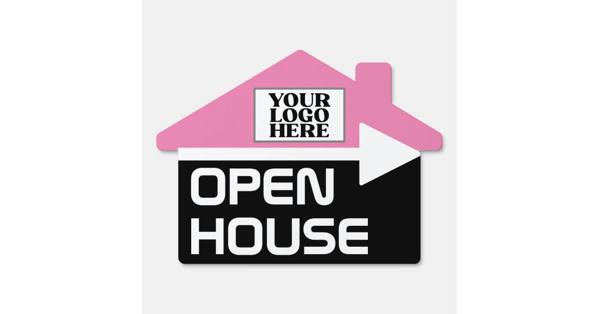 Pink Black Open House Realtor Logo Sign | Zazzle