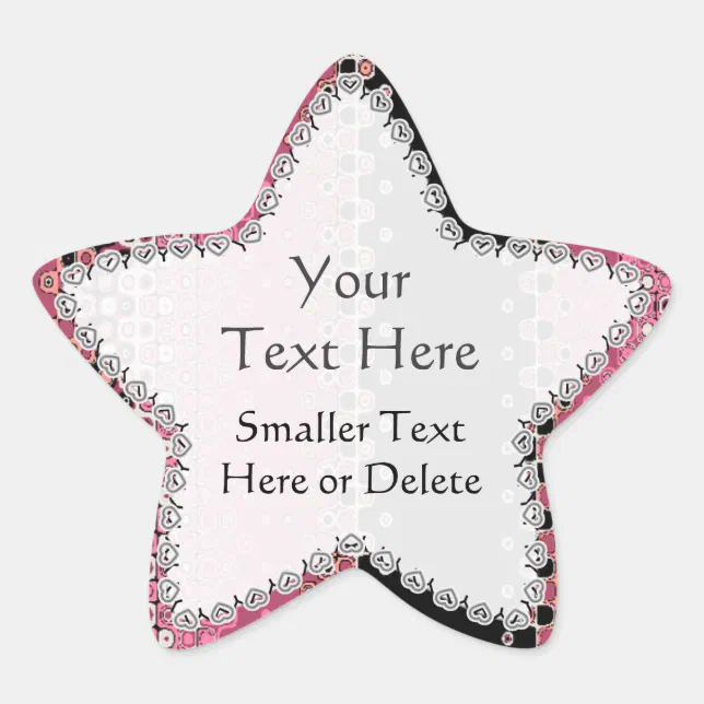 Pink Black Party Favor Star Label Sticker | Zazzle