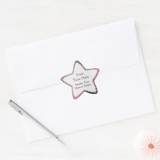 Pink Black Party Favor Star Label Sticker | Zazzle