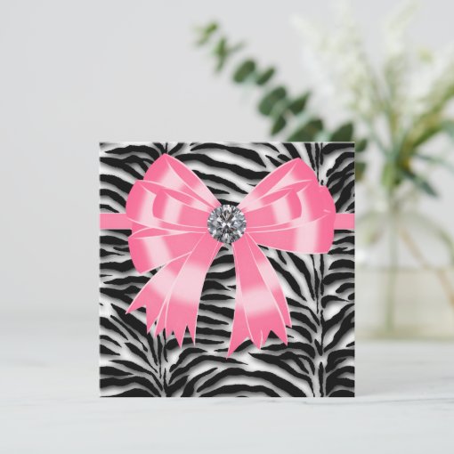 Pink Black Pink Zebra Party Invitation Template | Zazzle