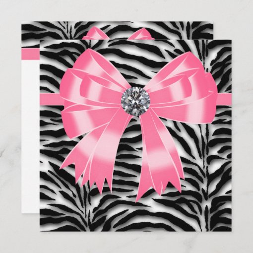 Pink Black Pink Zebra Party Invitation Template | Zazzle