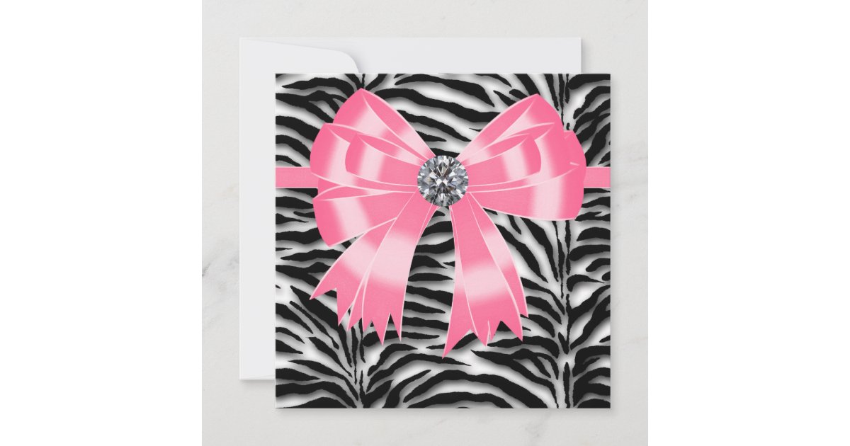 Pink Black Pink Zebra Party Invitation Template | Zazzle
