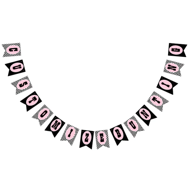 Pink Black Polka Dot Bunting Flags Party Banner | Zazzle