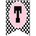 Pink Black Polka Dot Bunting Flags Party Banner | Zazzle