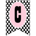 Pink Black Polka Dot Bunting Flags Party Banner | Zazzle
