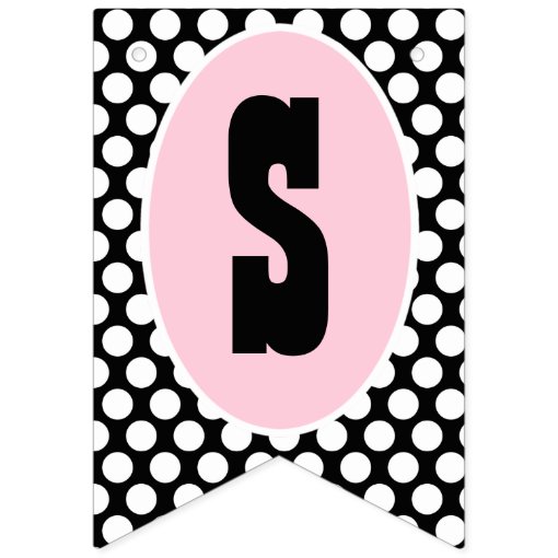 Pink Black Polka Dot Bunting Flags Party Banner | Zazzle