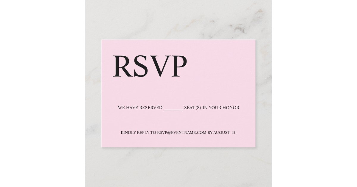 Pink Black Reserved seat Custom logo No mail RSVP Enclosure Card | Zazzle