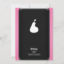 Pink/Black Smart Phone iParty Birthday Party Invitation | Zazzle
